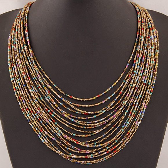 Jewelry | Multi Strand Long Beaded Necklace Assorted Colors | Poshmark
